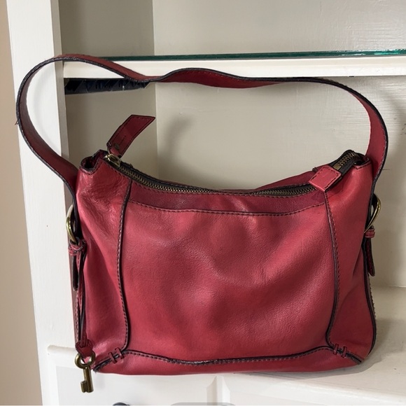 Fossil | Bags | Fossil Red Leather Shoulder Bag | Poshmark